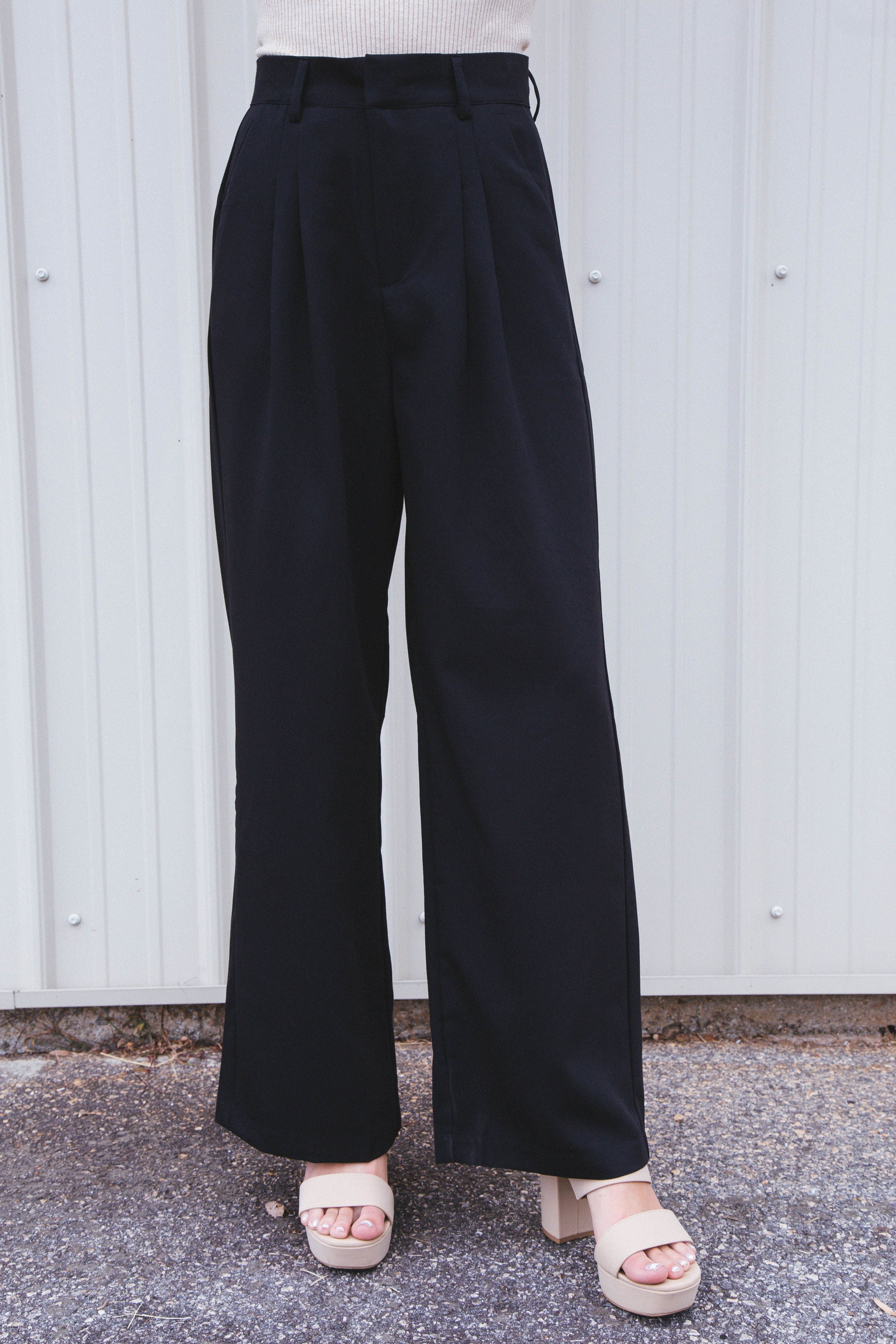 Ryann Wide Leg Pants, Black | Parallel