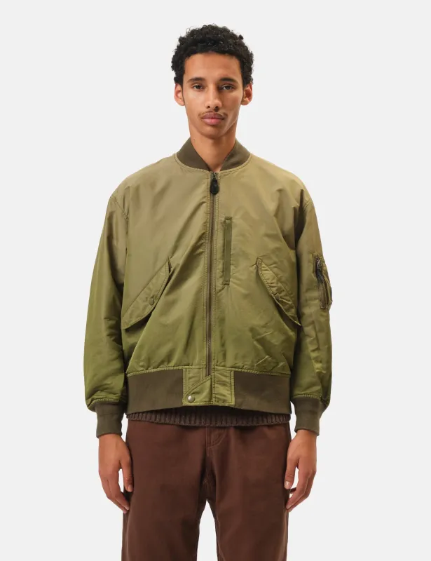Beams Plus MIL Flight Jacket Iridescent Twill - Olive Green | Parallel