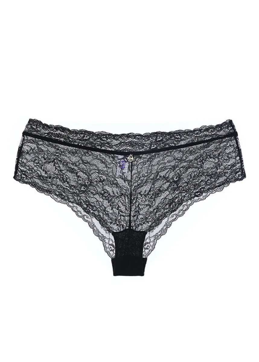 LISA Plus Sexy Floral Recycled Lace Black Boyshort Panties | Parallel