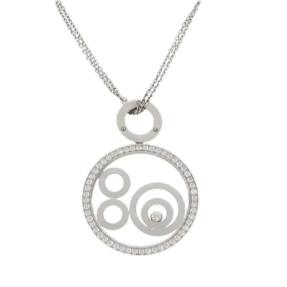 CHOPARD - Chaine Pendentif Happy Spirit Or gris et Diamants | Parallel