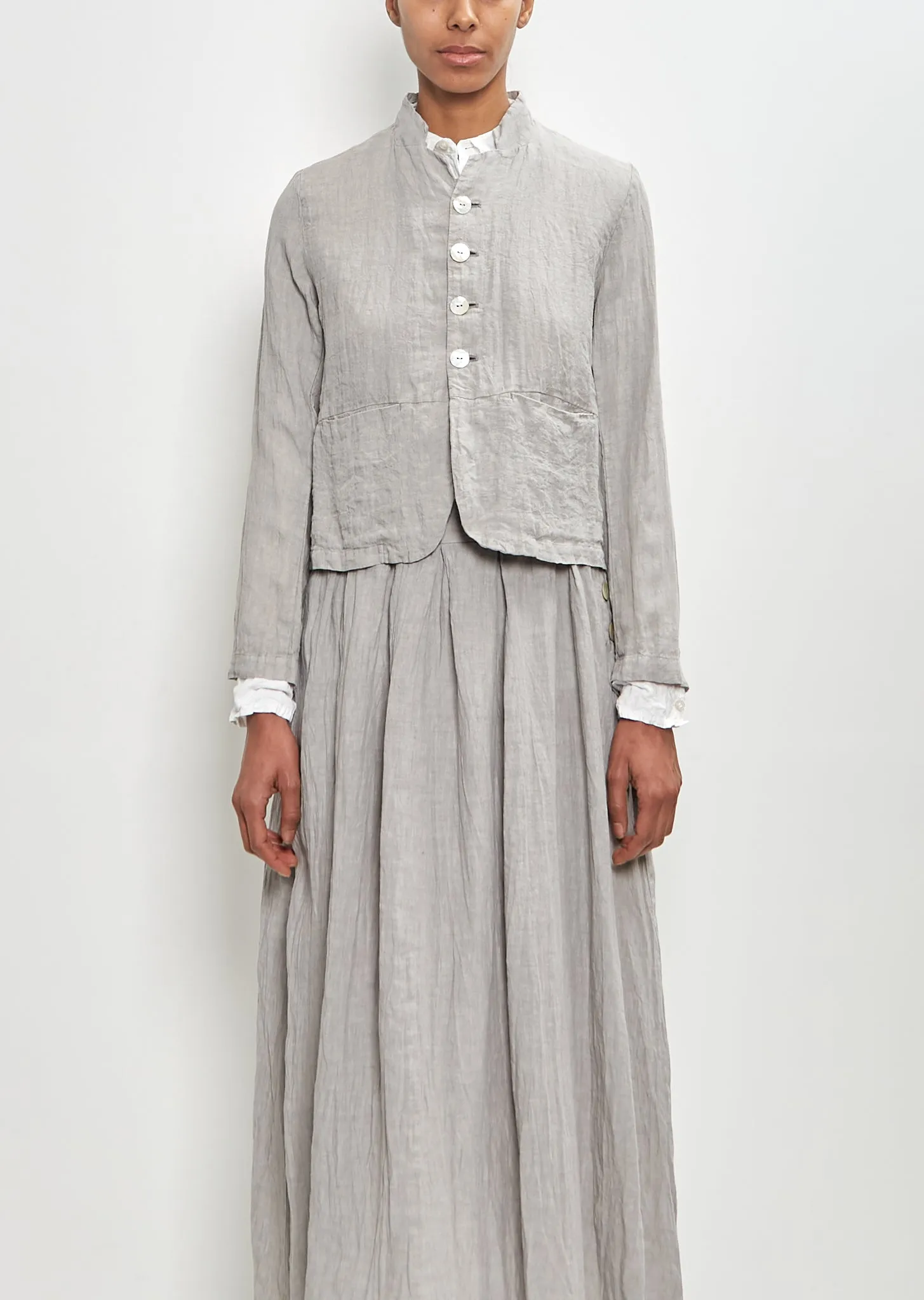 French Linen Short Jacket — Grey | Parallel