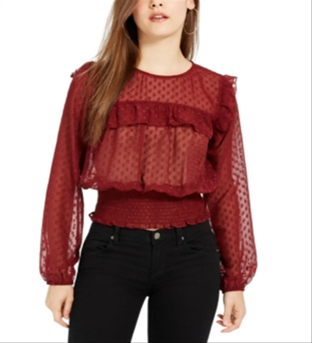Love ,Fire Women's Solid Smocked Top Red Size Medium | Parallel