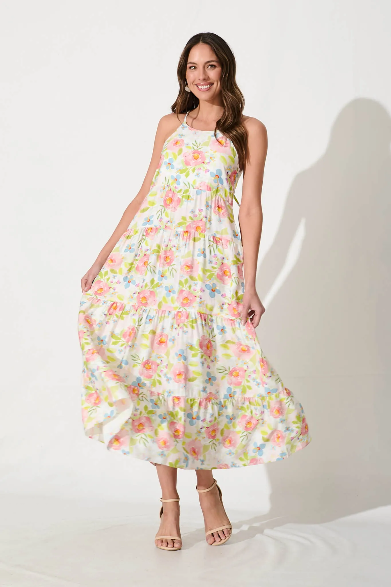 Evianna Maxi Sundress In Bright Floral Print | Parallel