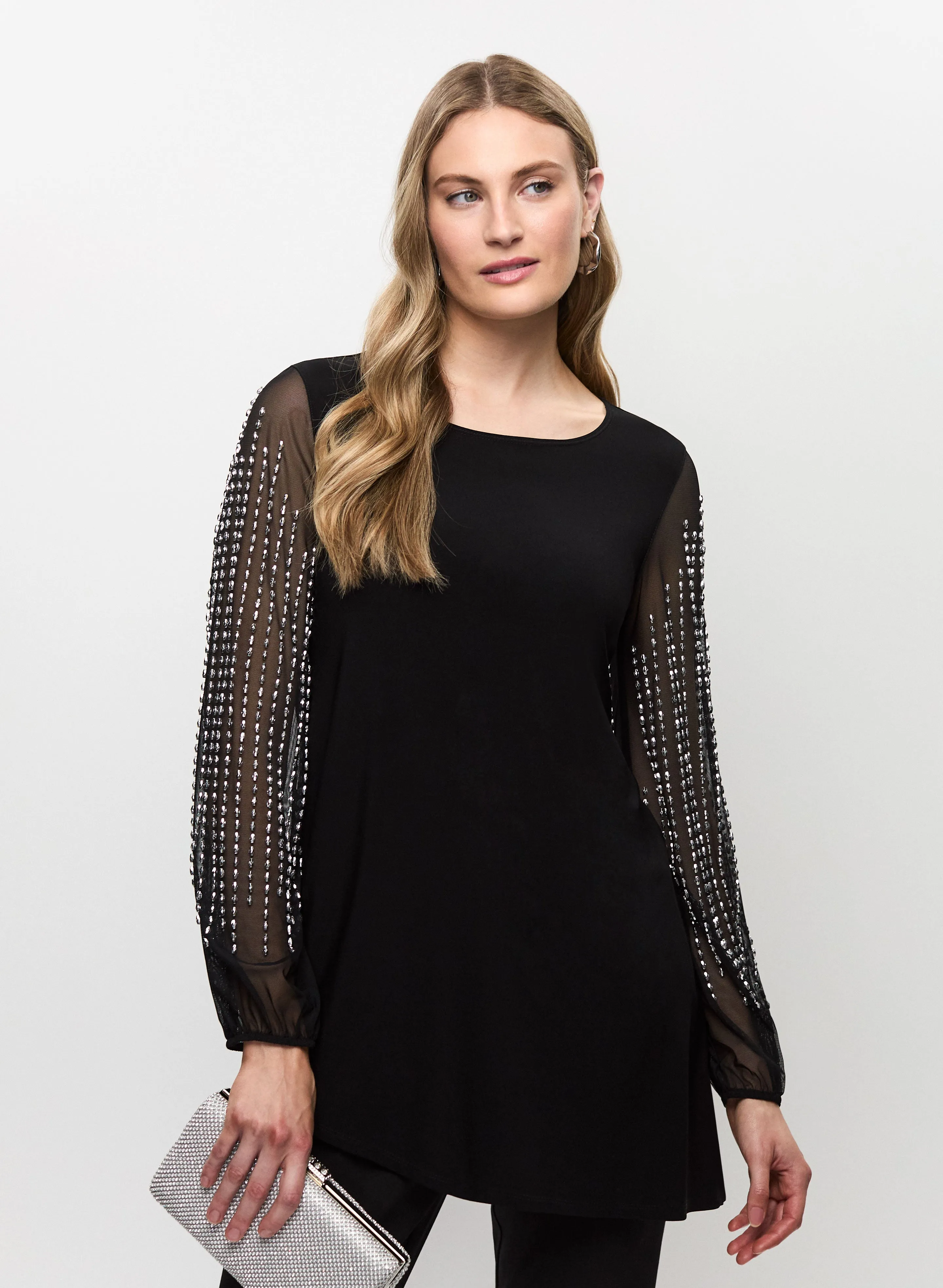 Joseph Ribkoff - Embellished Sheer Sleeve Top | Parallel