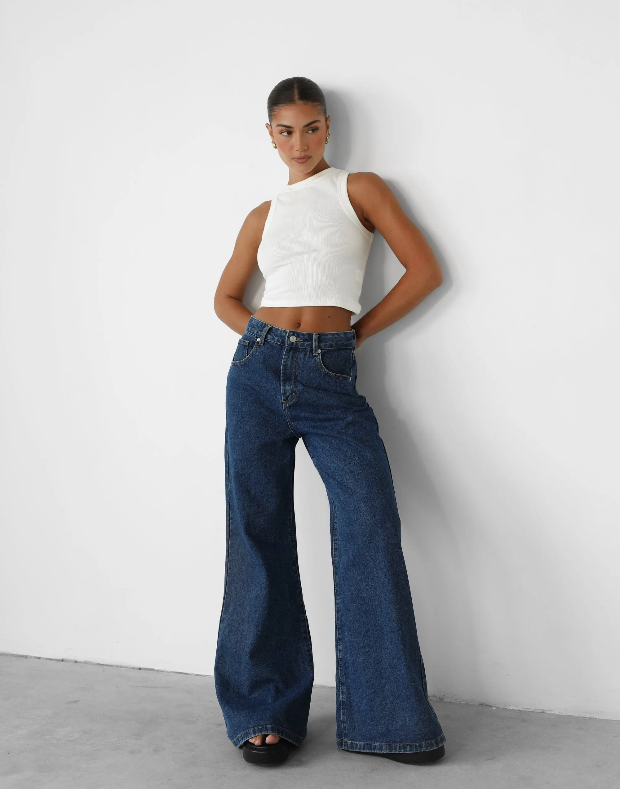 Ethan Wide Leg Jeans (Dark Denim) | Parallel