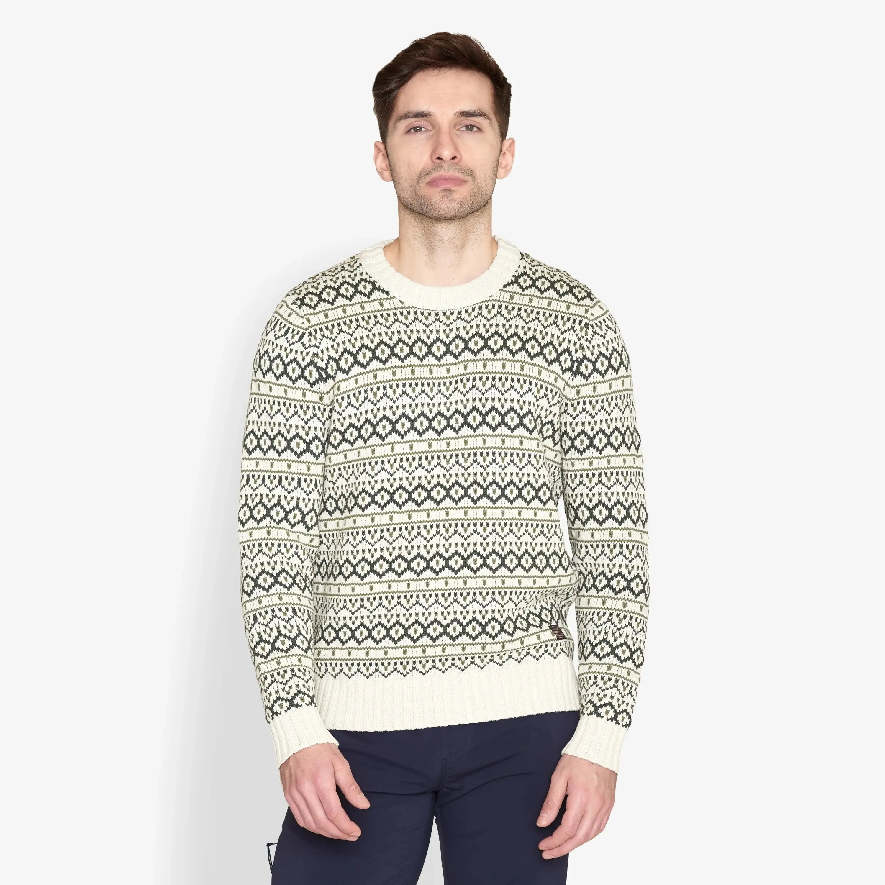Signal Clothing Beige Jacquard Cotton Sweater | Parallel