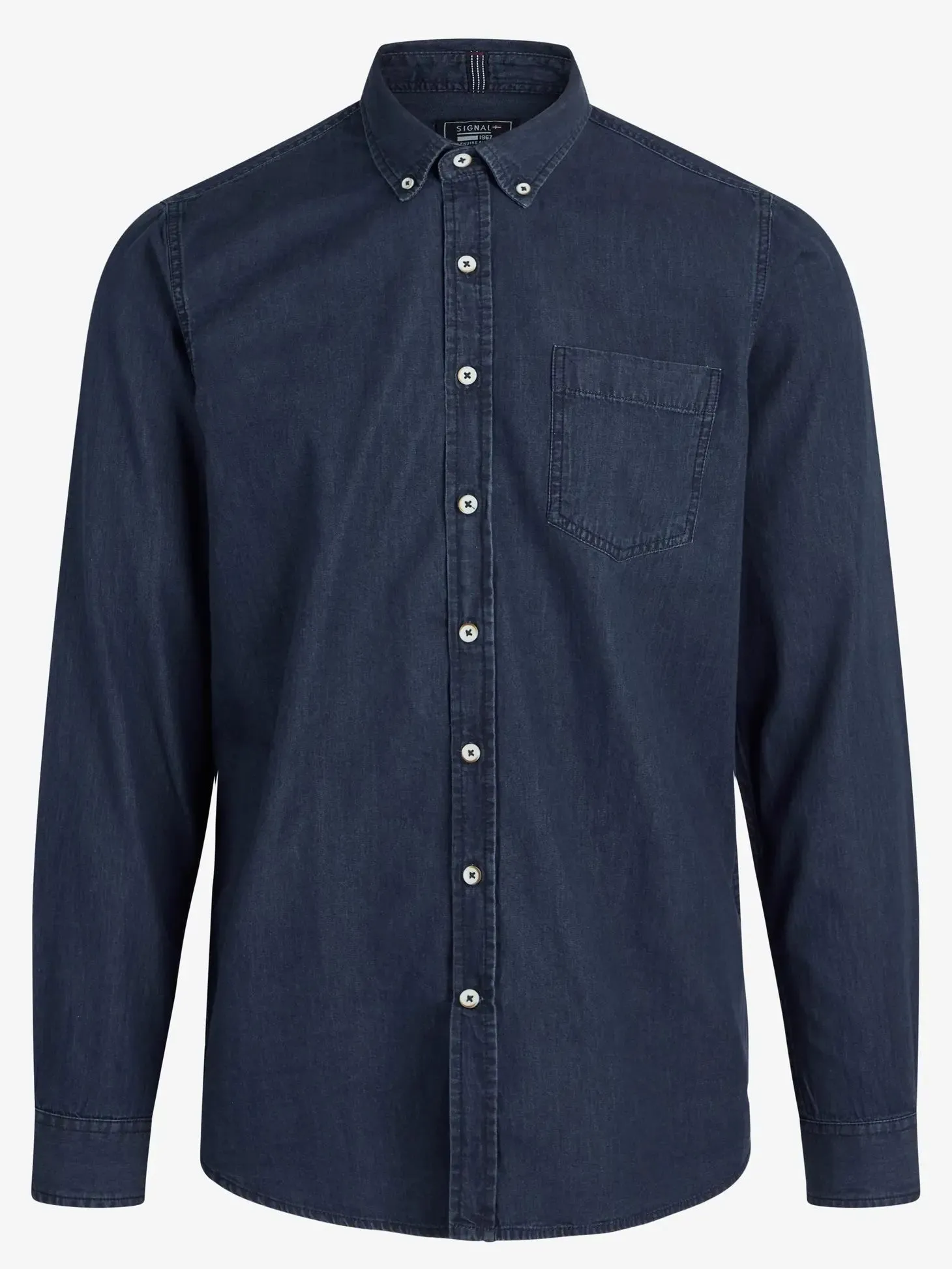 Signal Clothing Dark Blue Denim Long Sleeve Button Up | Parallel
