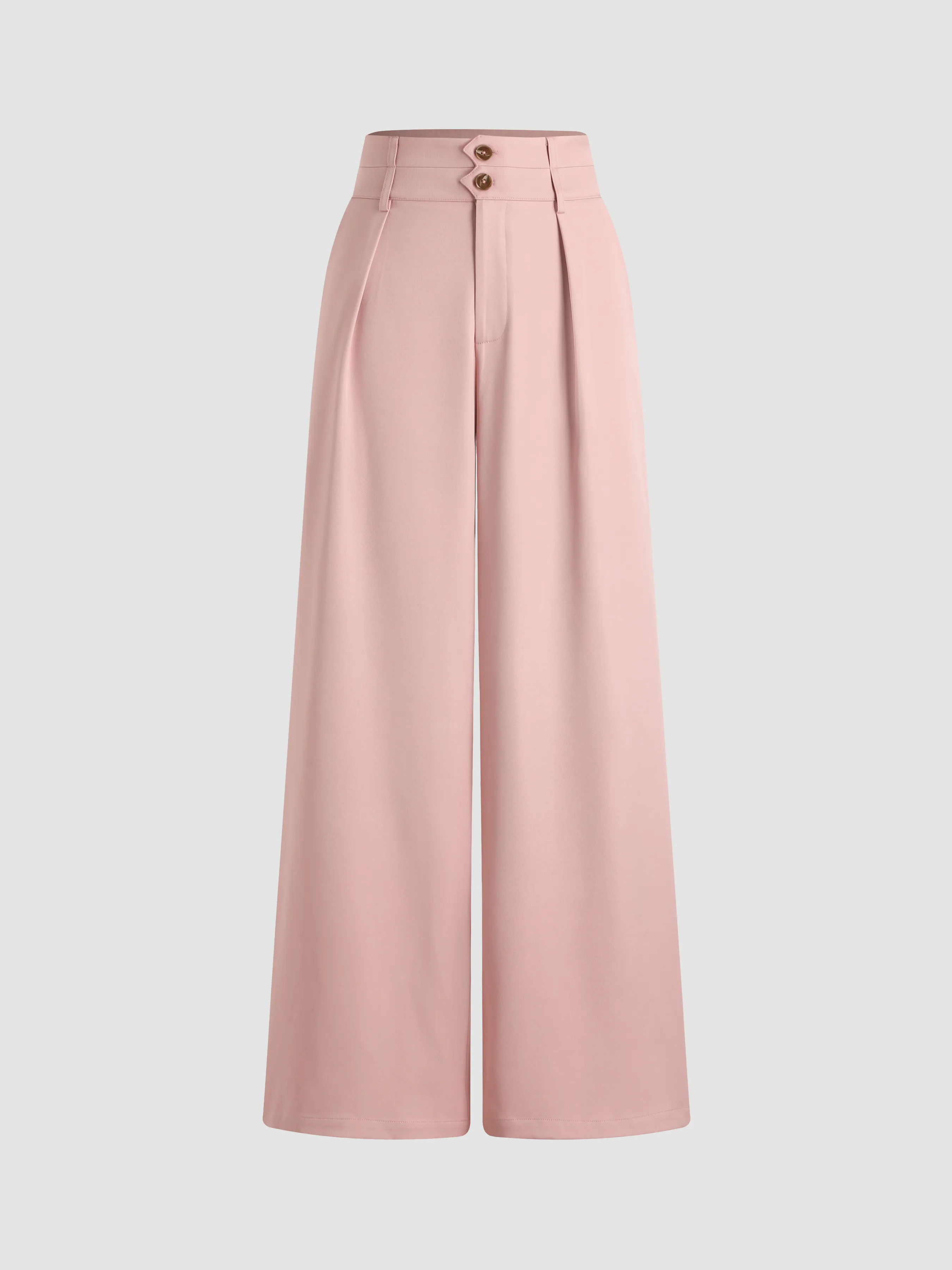 Button Mid Waist Wide Leg Pants | Parallel