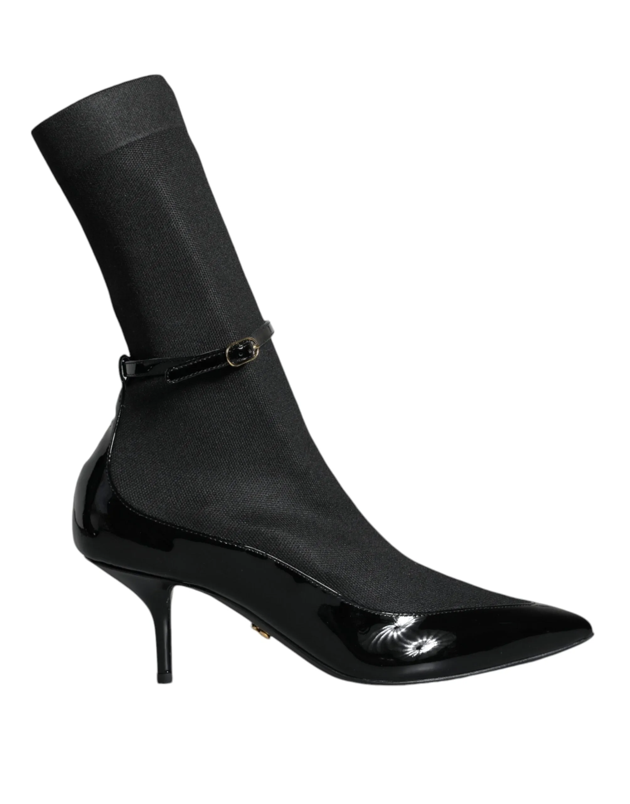 Black Leather Stilettos Booties Socks Shoes | Parallel