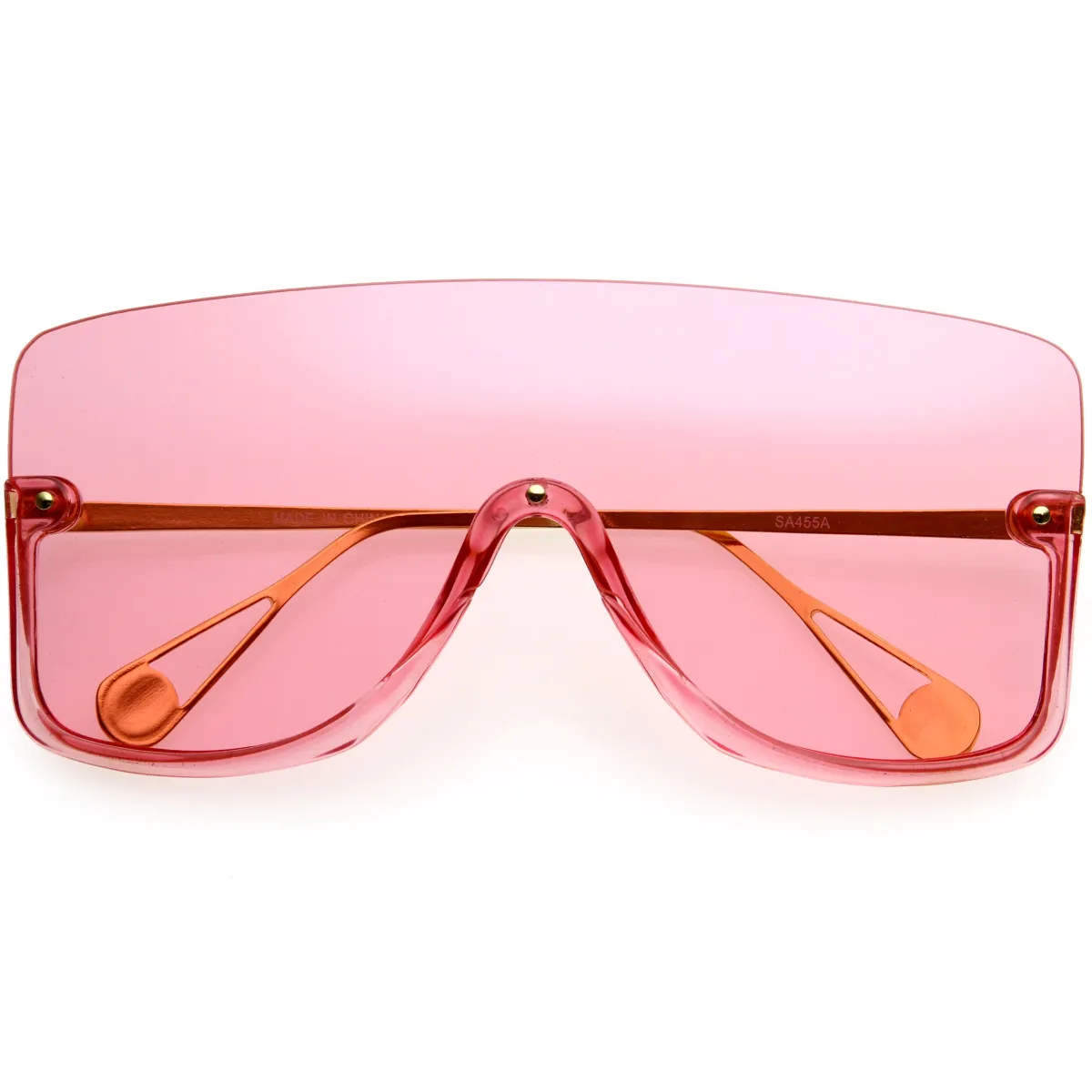 Oversize Rimless Monolens Color Tinted Shield Sunglasses D133 | Parallel