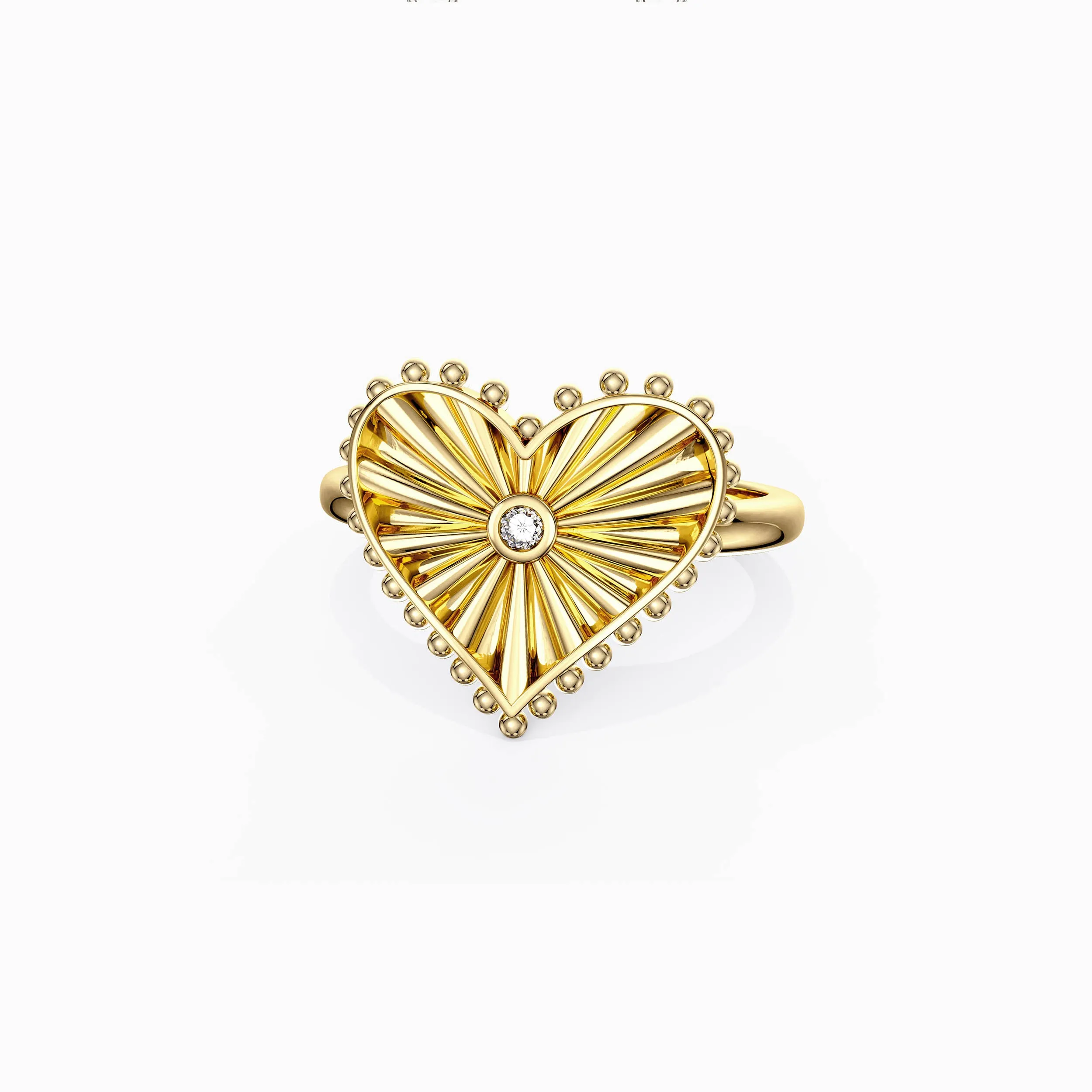 Beaded Heart with Radiating Sunbeam Statement Ring | Parallel