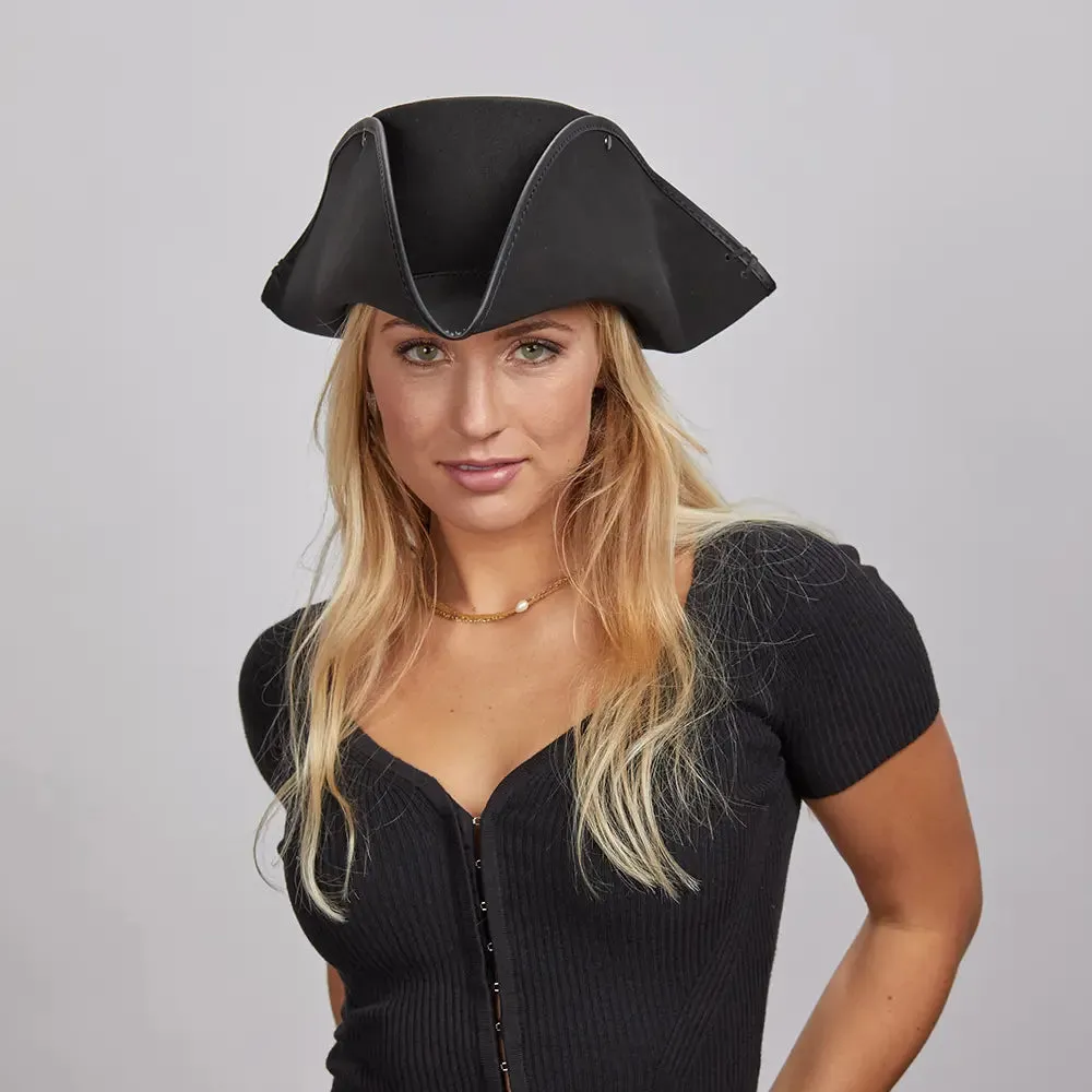 Blackbeard | Womens Tricorne Leather Pirate Hat | Parallel