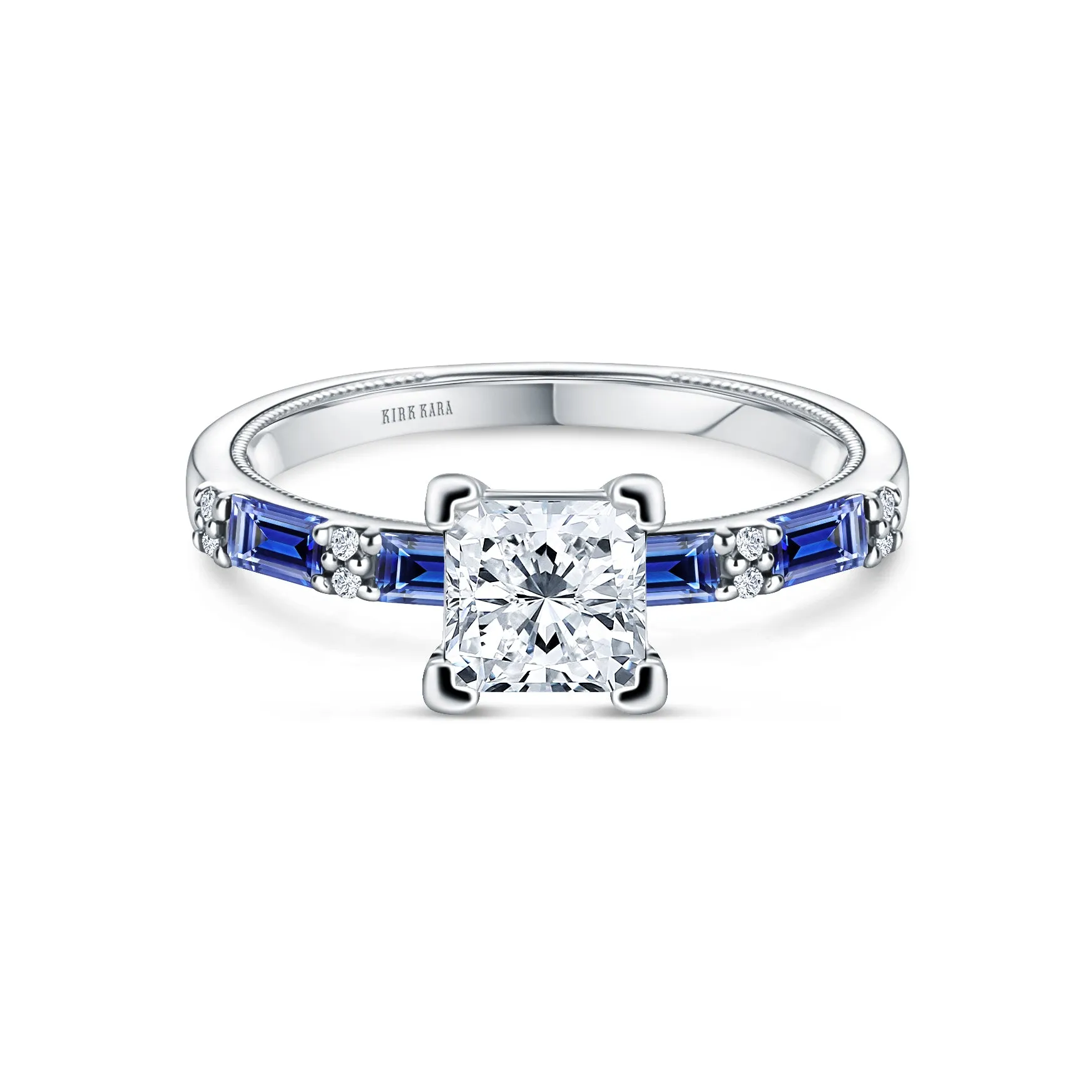 Blue Sapphire Baguette Diamond Engagement Ring | Parallel