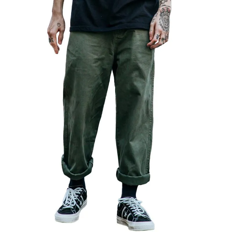 Men's Solid Loose Straight Casual Cargo Pants 56999880Z | Parallel