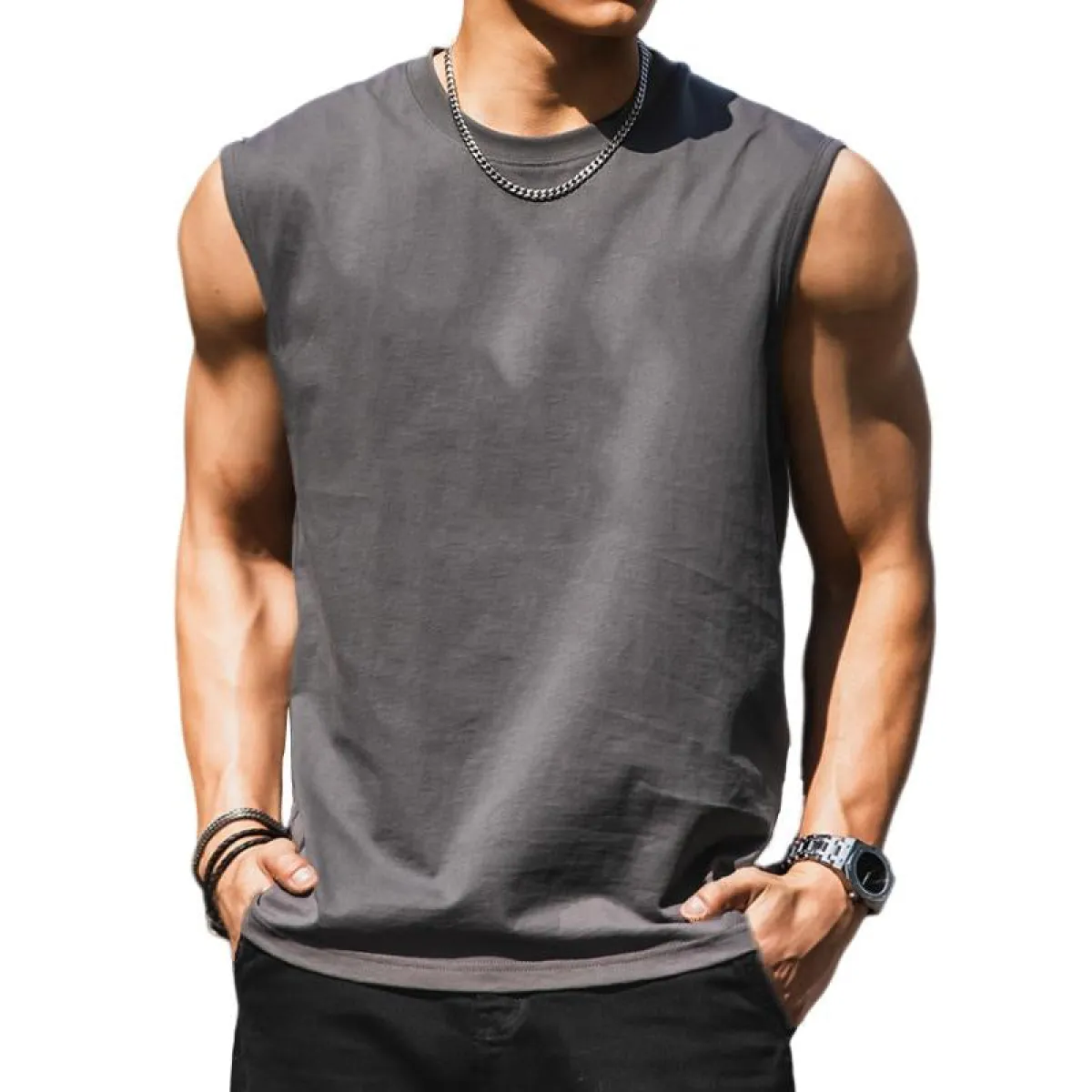 Men's Solid Color Loose Casual Men's Tank Tops 88275629X | Parallel