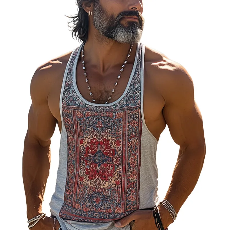 Men's Retro Print Casual Tank Top MTA1711C5U | Parallel