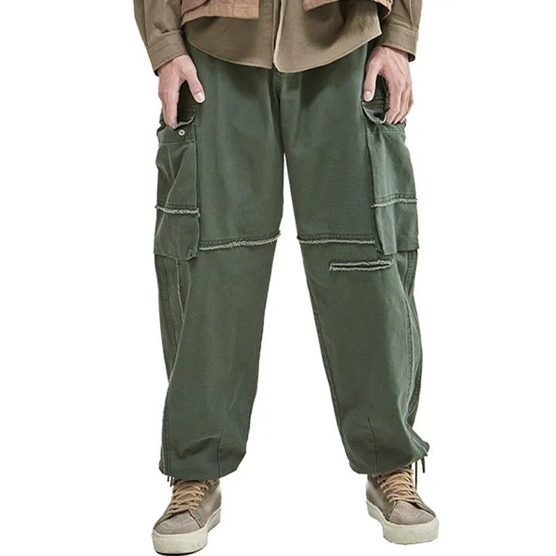 Men's Casual Loose Patchwork Multi-Pocket Cargo Pants 97438189Y | Parallel