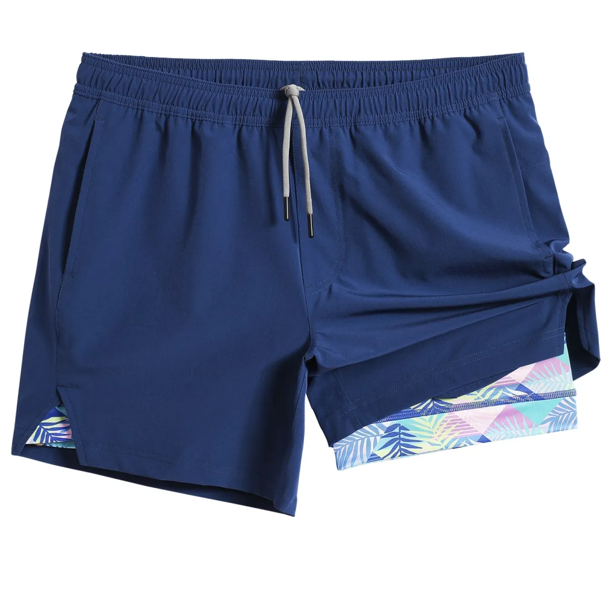 2 in 1 Stretch Short Lined Dark Blue Gym Shorts | Parallel