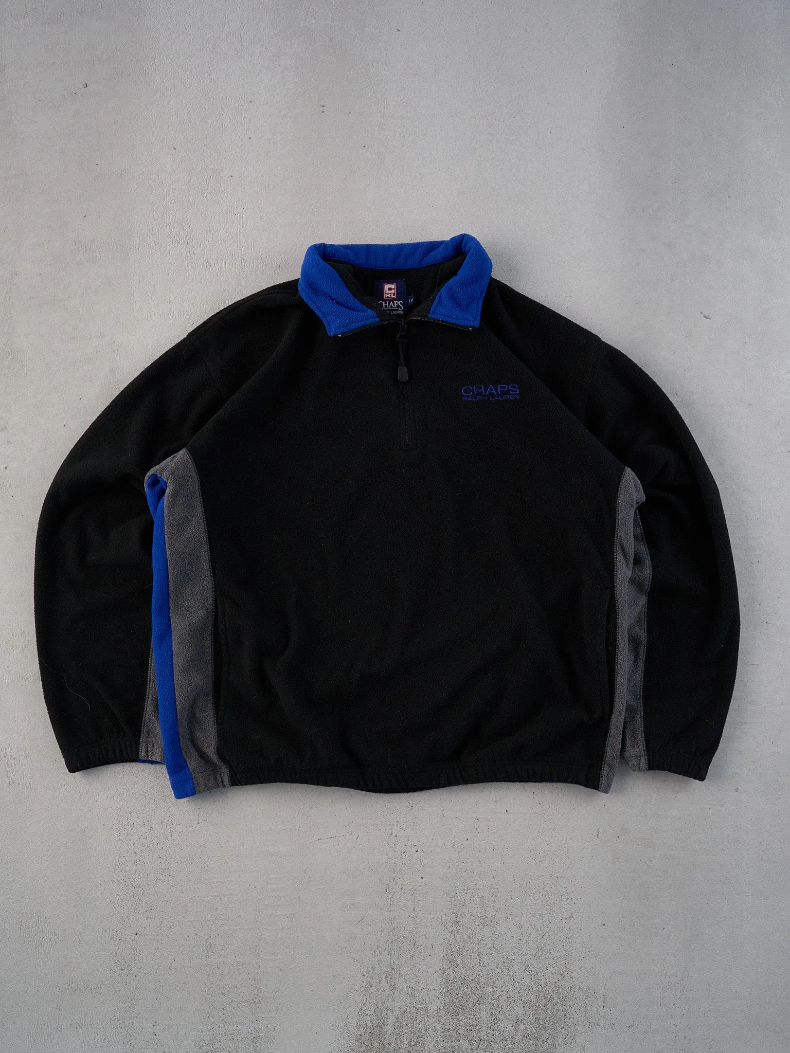 Vintage 90s Black and Blue Chaps By Ralph Lauren Collared Zip Up (L ...