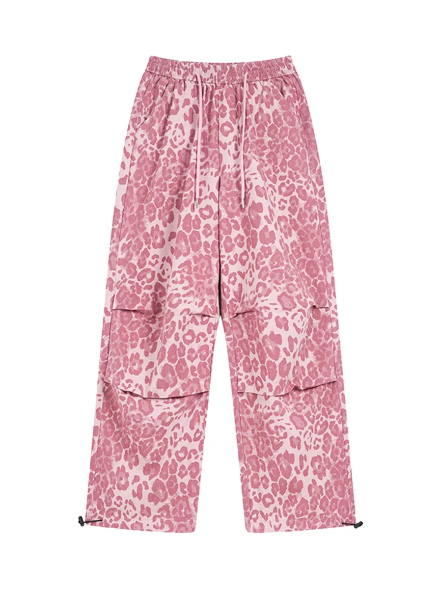 Thesupermade Retro Leopard Print Pink Casual Pants - 2238 | Parallel