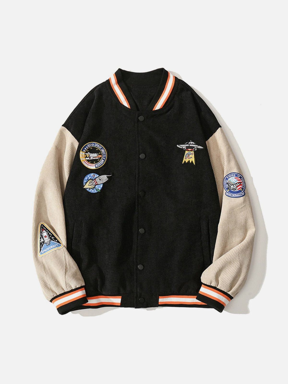 Aelfric Eden Rocket Spaceship Labeled Embroidery Corduroy Jacket | Parallel