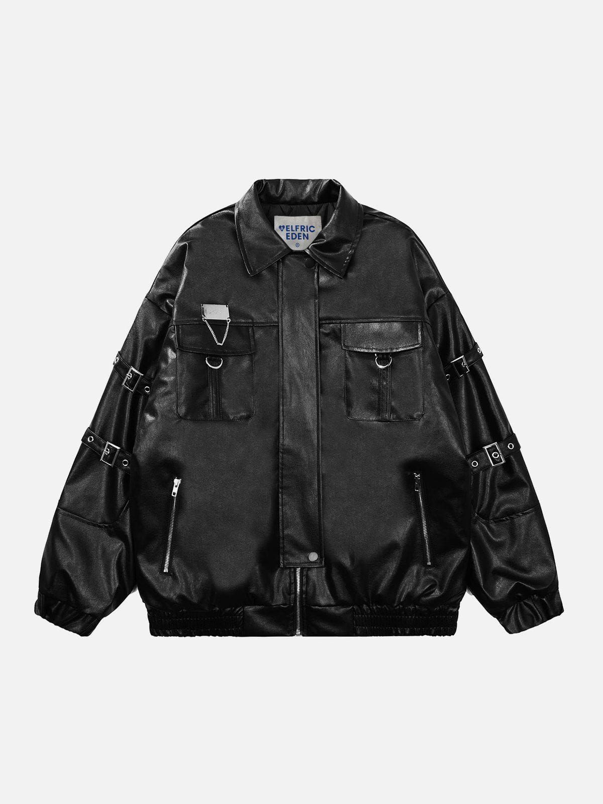 Aelfric Eden Multi Pocket Racing Leather Jacket | Parallel