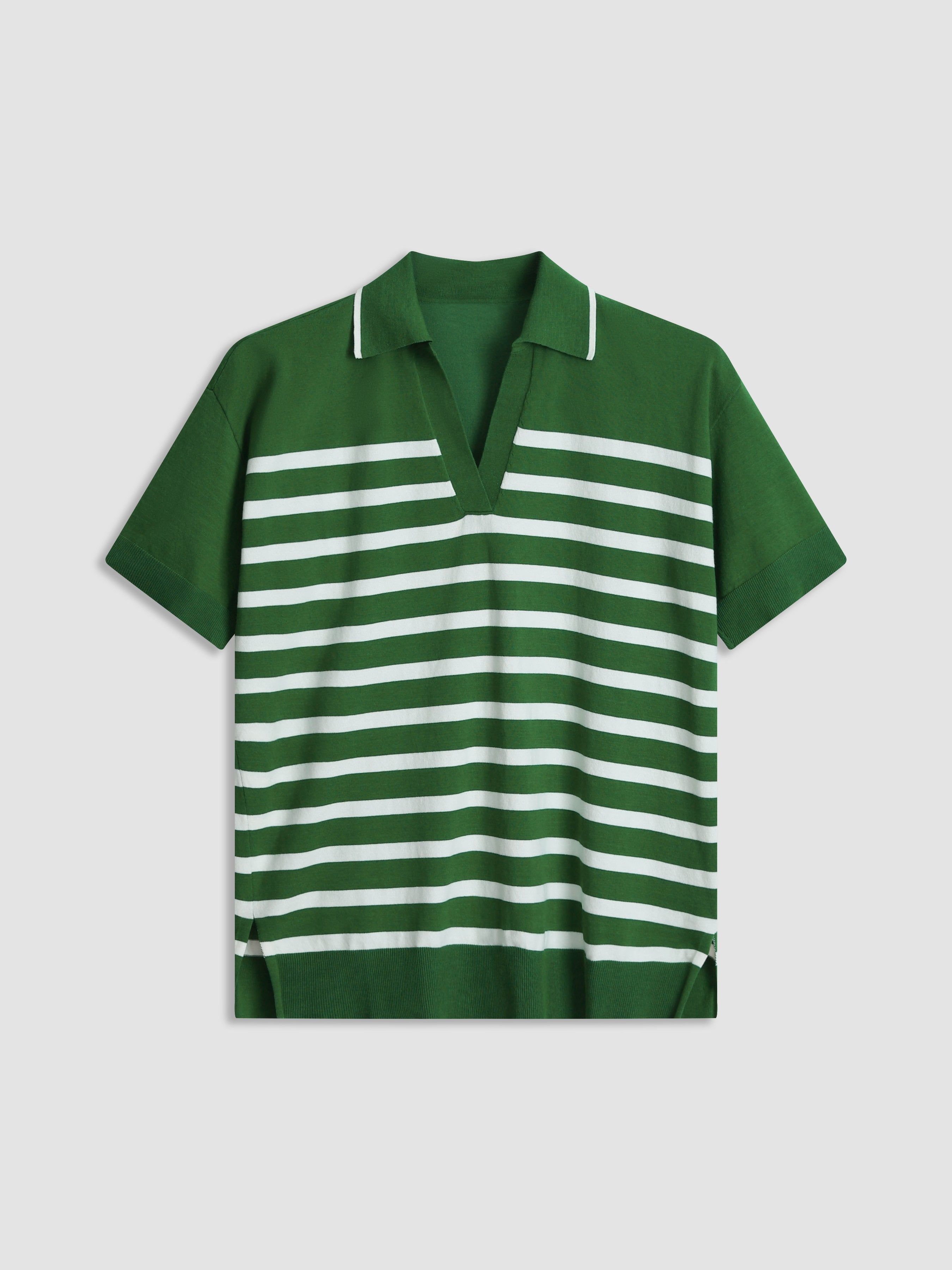 Colorblock Striped Knitted Polo Shirt | Parallel
