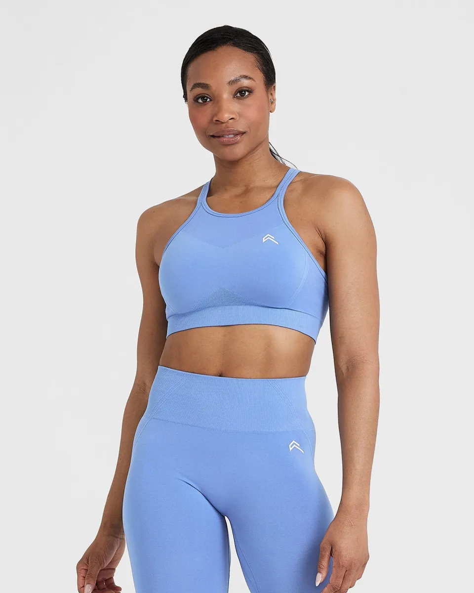 Effortless Seamless High Neck Bralette | Light Denim | Parallel