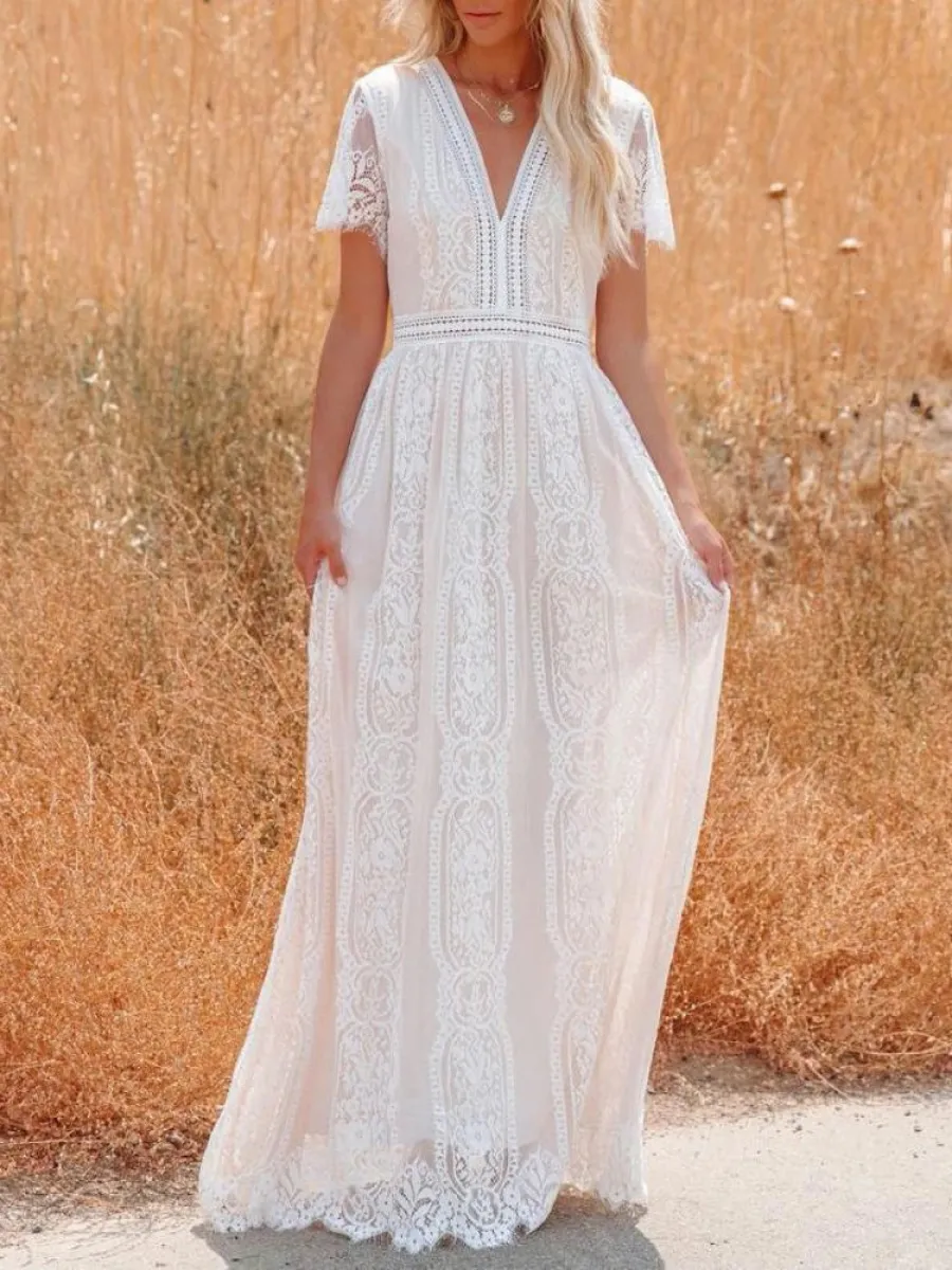 Long White Boho Maxi Dress | Parallel