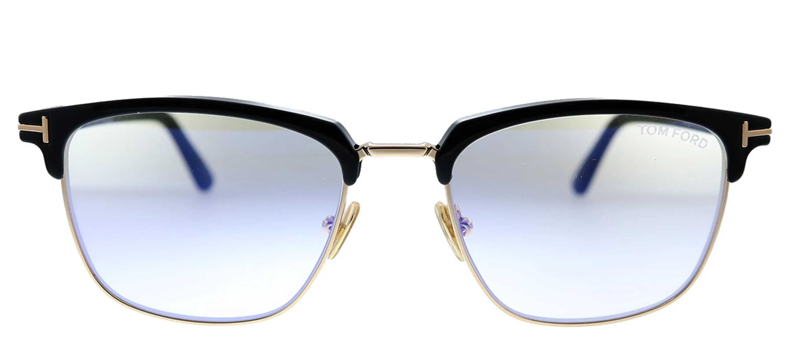 Tom Ford FT 5683-B 001 Square Metal Shiny Black Sunglasses with Blue ...