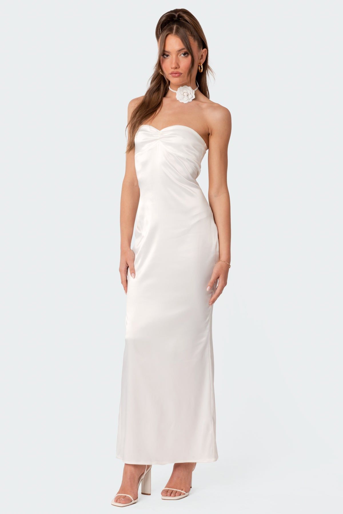 Serenity Satin Back Slit Maxi Dress | Parallel