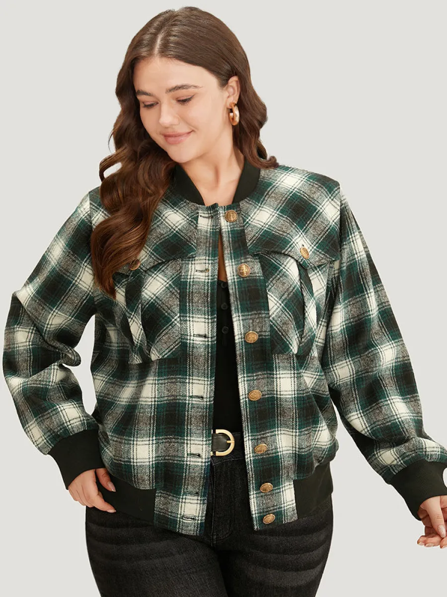 Halloween Plaid Pocket Button Up Contrast Patchwork Jacket | Parallel