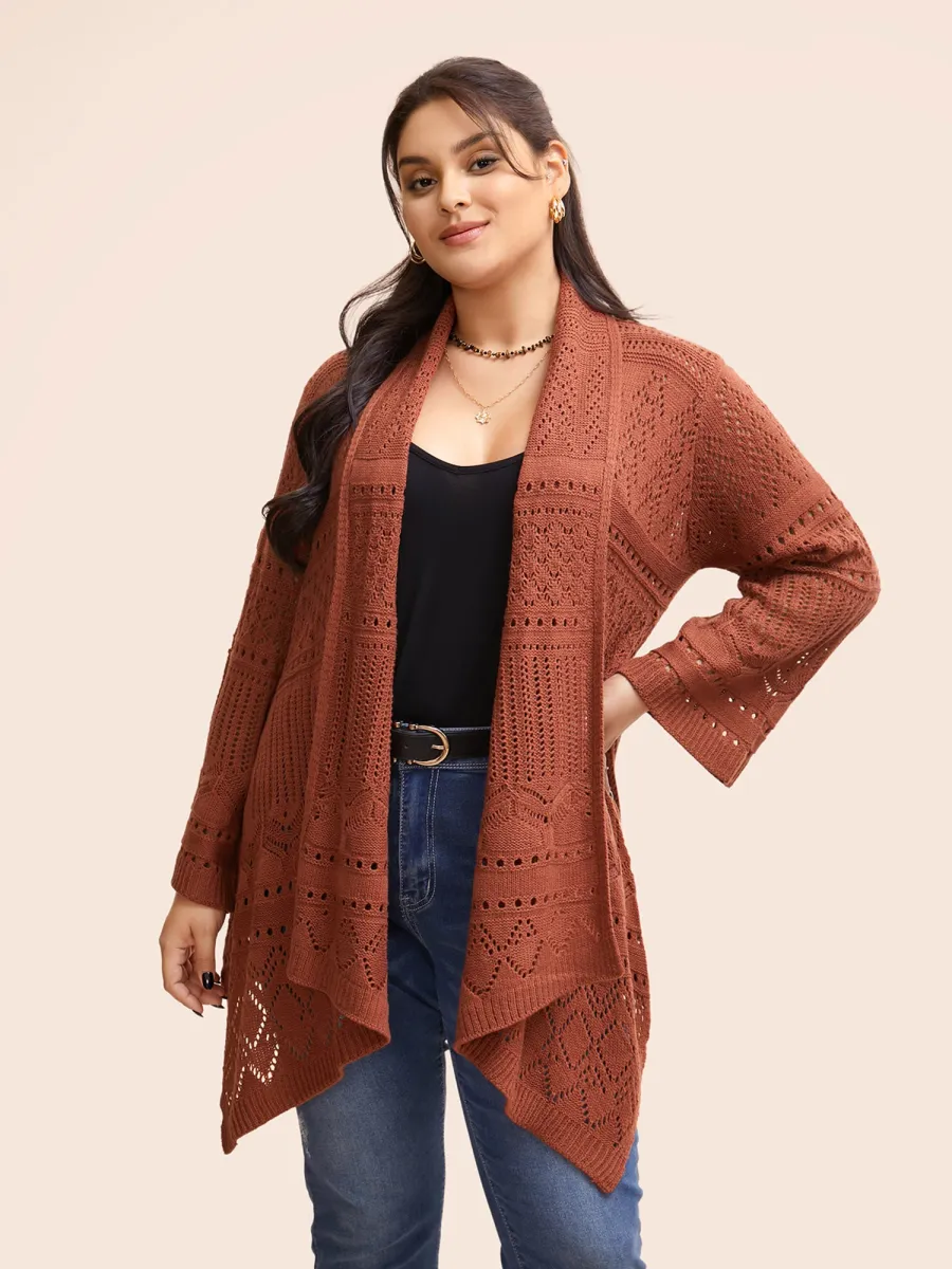 Texture Cut Out Bell Sleeve Cardigan | Parallel