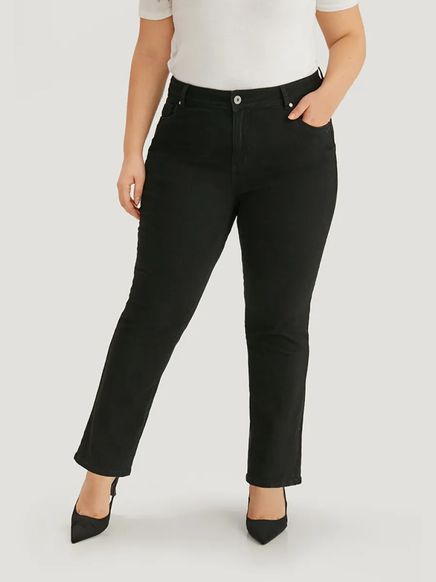 Solid High Rise Black Wash Jeans | Parallel