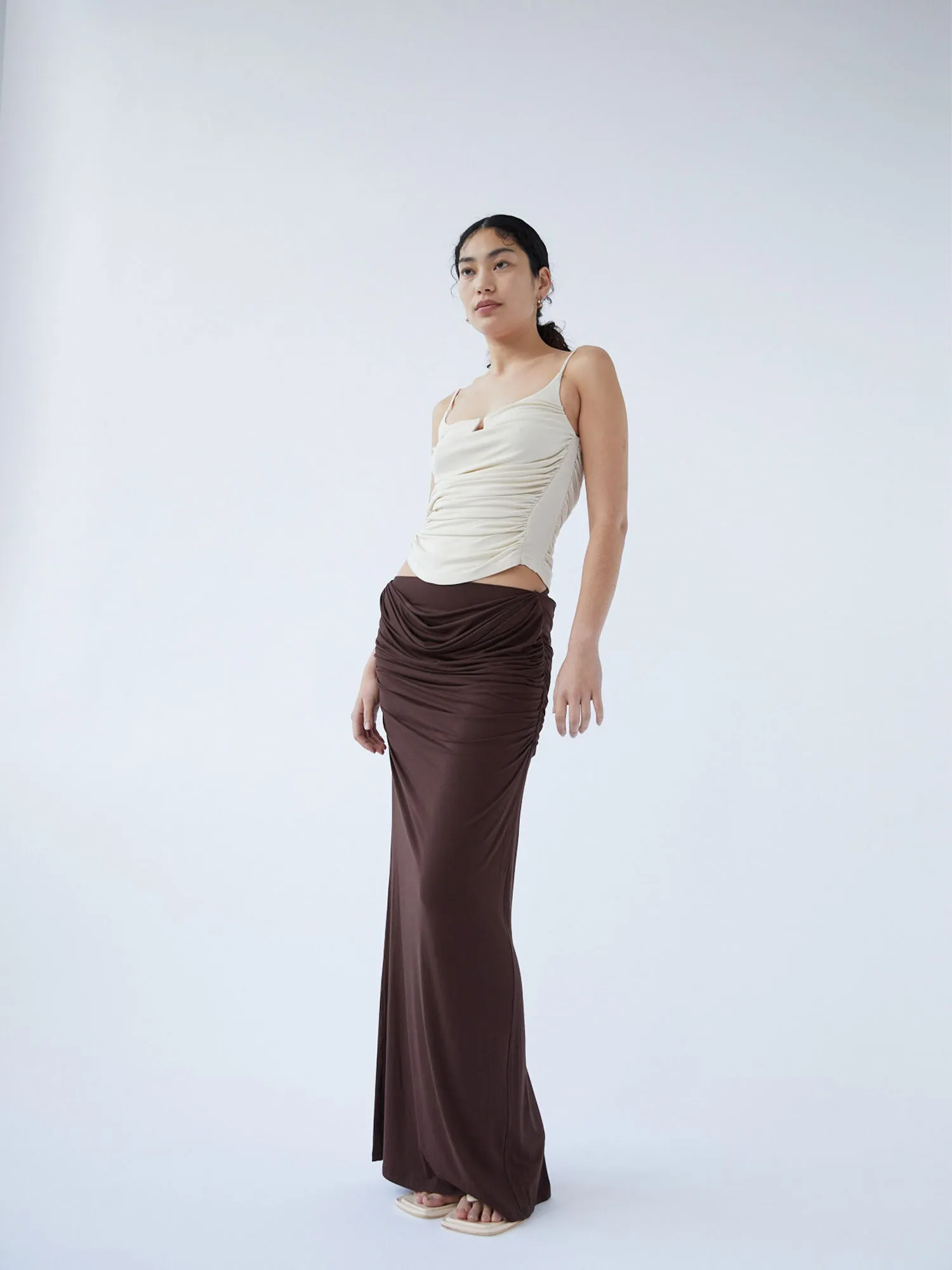 Raffy Draped Skirt | Cocoa | Parallel