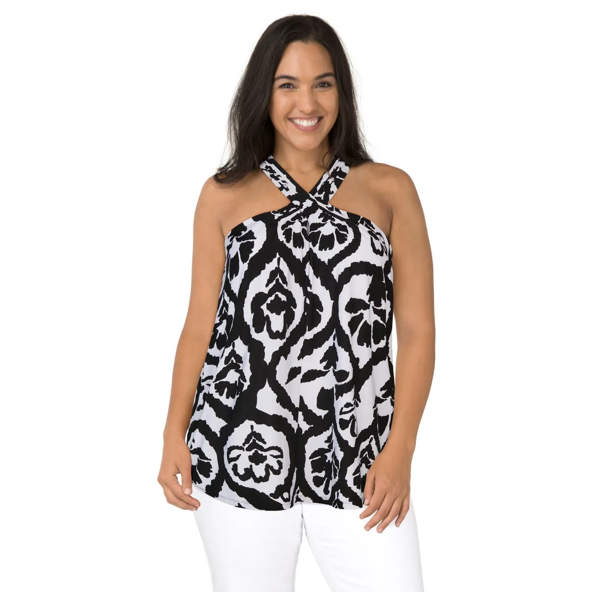 lily morgan Women's Plus Halter Neck Top with Cross Back | Parallel