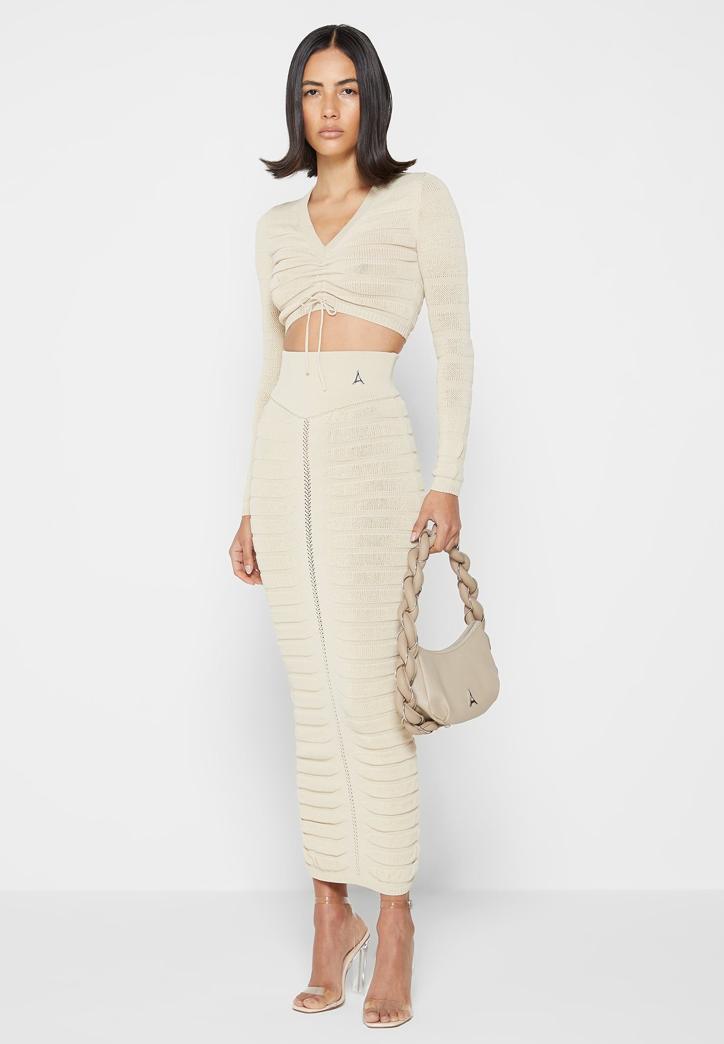 Contour Knit Maxi Skirt - Beige | Parallel