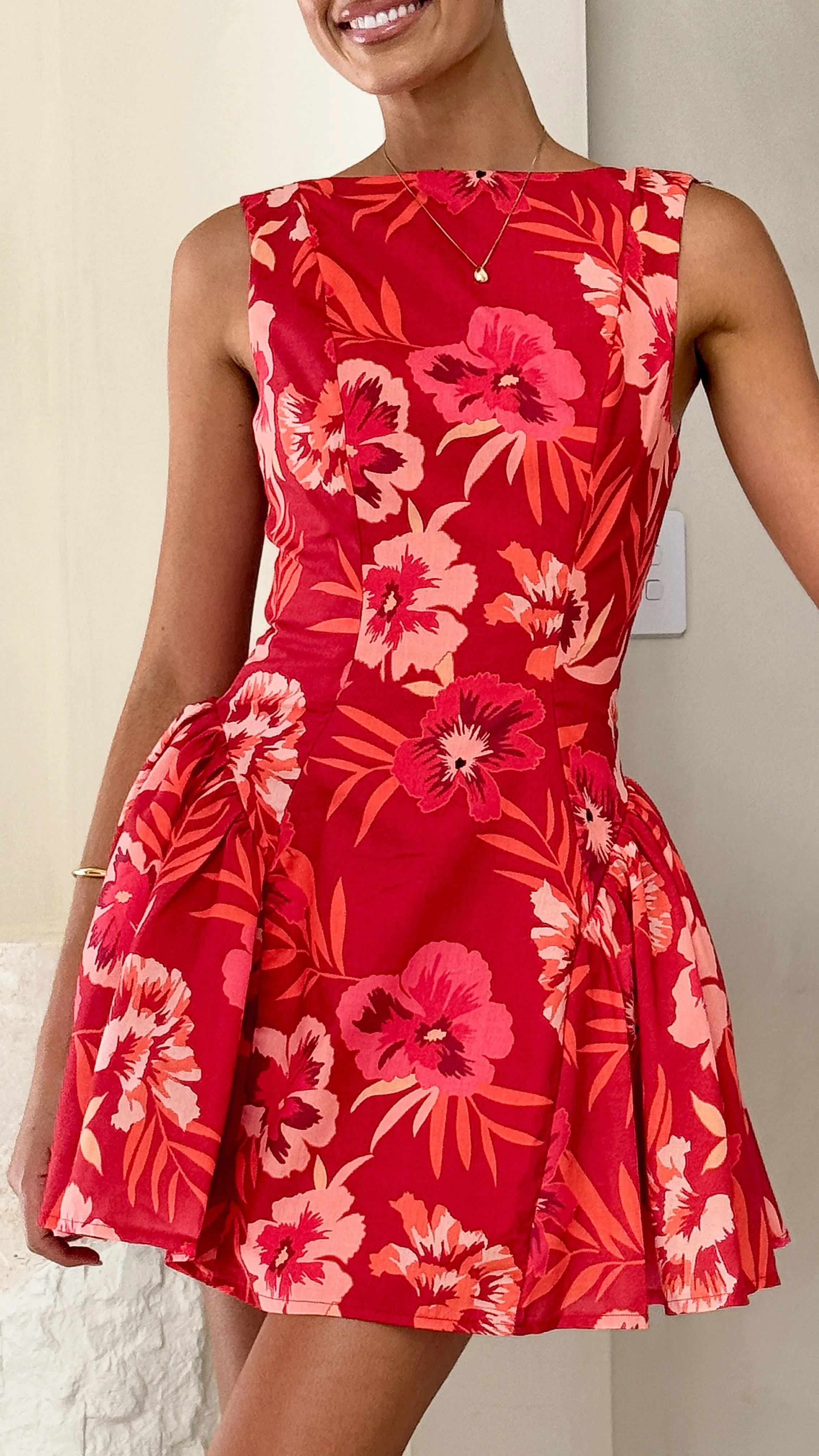 Canika Mini Dress - Red Floral | Parallel