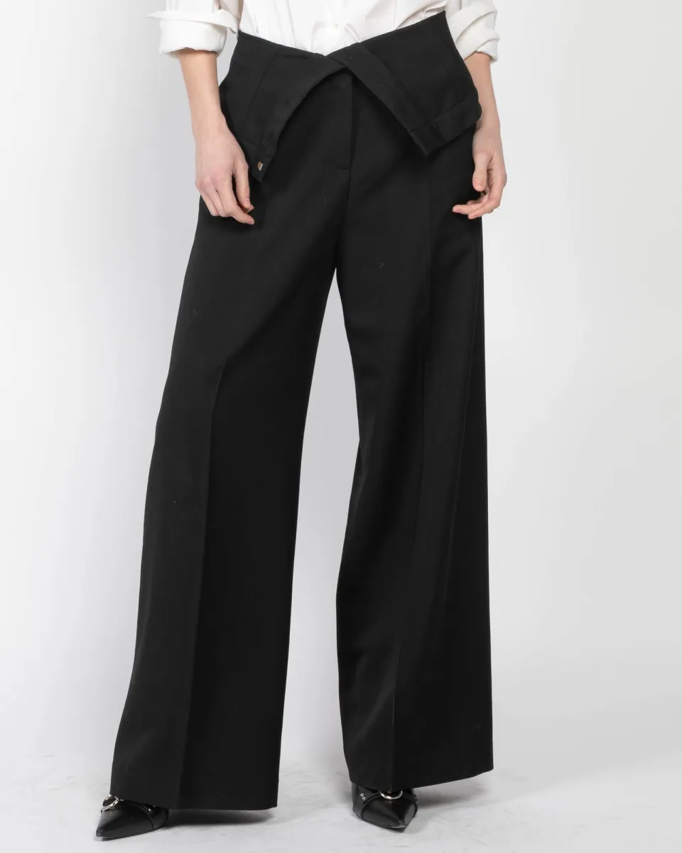 Wide Leg Fold Over Trousers | Parallel