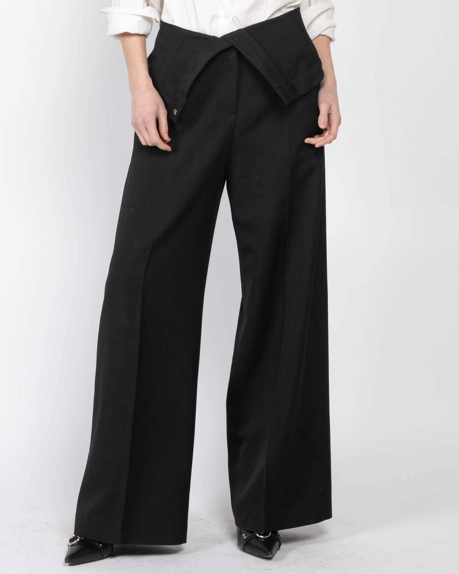 Wide Leg Fold Over Trousers | Parallel