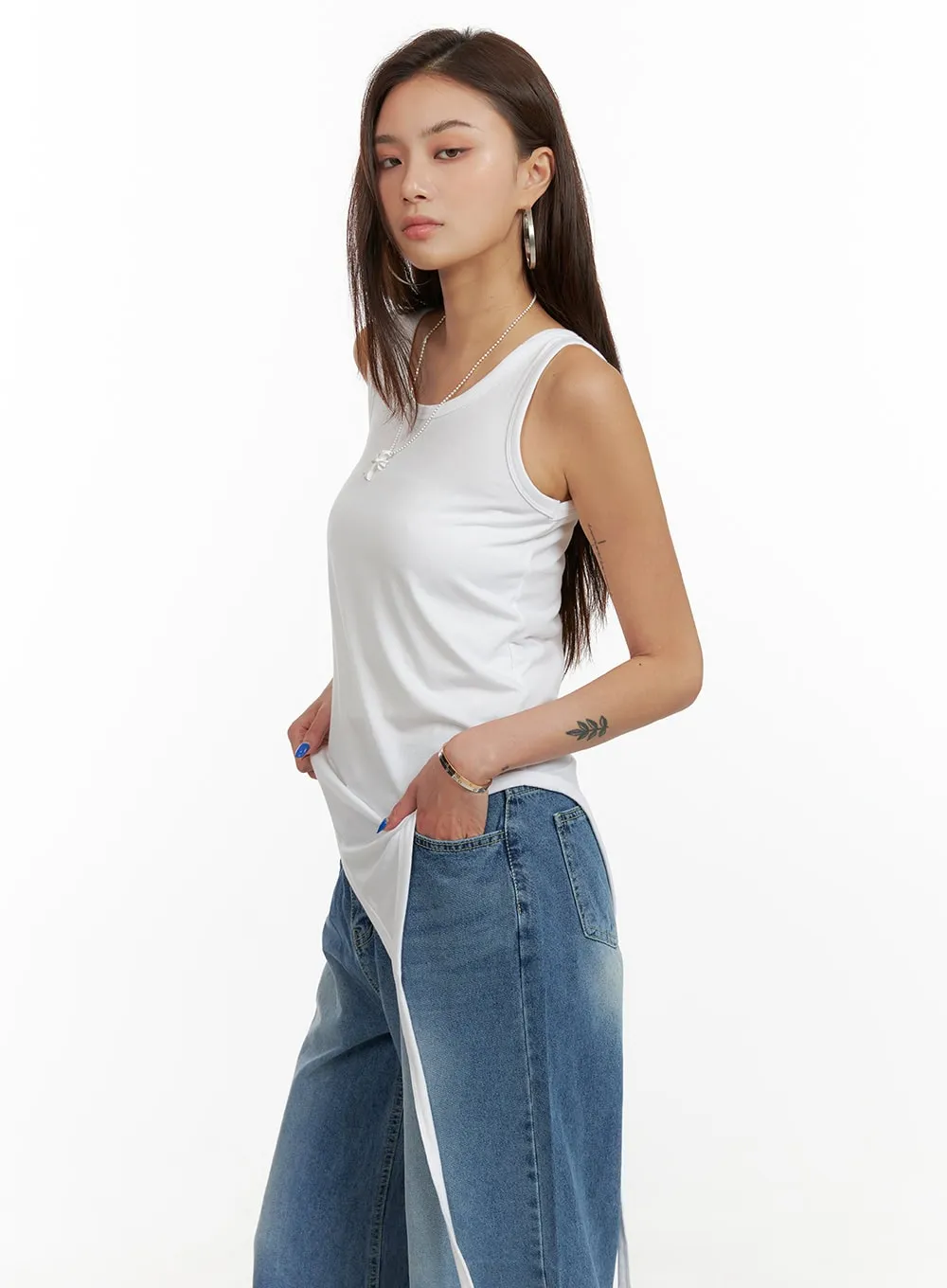 Unbalanced Strap Tank Top CY431 | Parallel